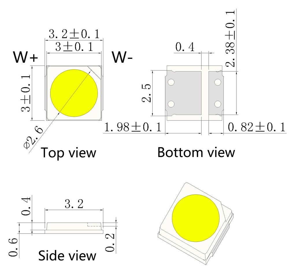 EMC SMD 3030 Sunlight Full Spectrum 0.5W Natural White LED